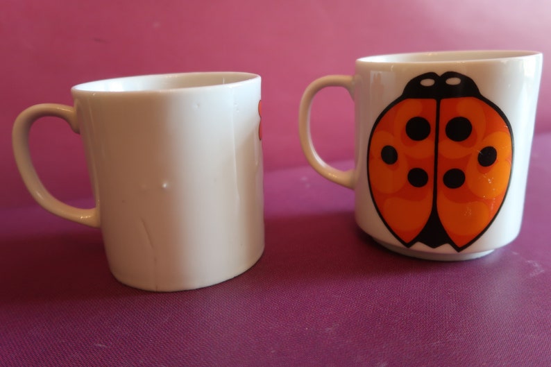 2 Lucky LADYBUG Stacking RETRO JAPAN Cups Mugs Coffee Tea Red - Etsy