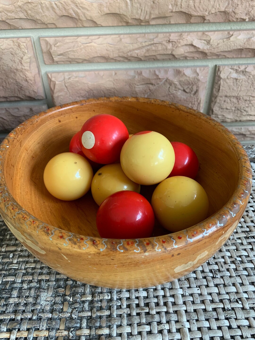 9 Bumper POOL Billiard BALLS Lot Replacement 5 White 4 Red Craft Decor ...