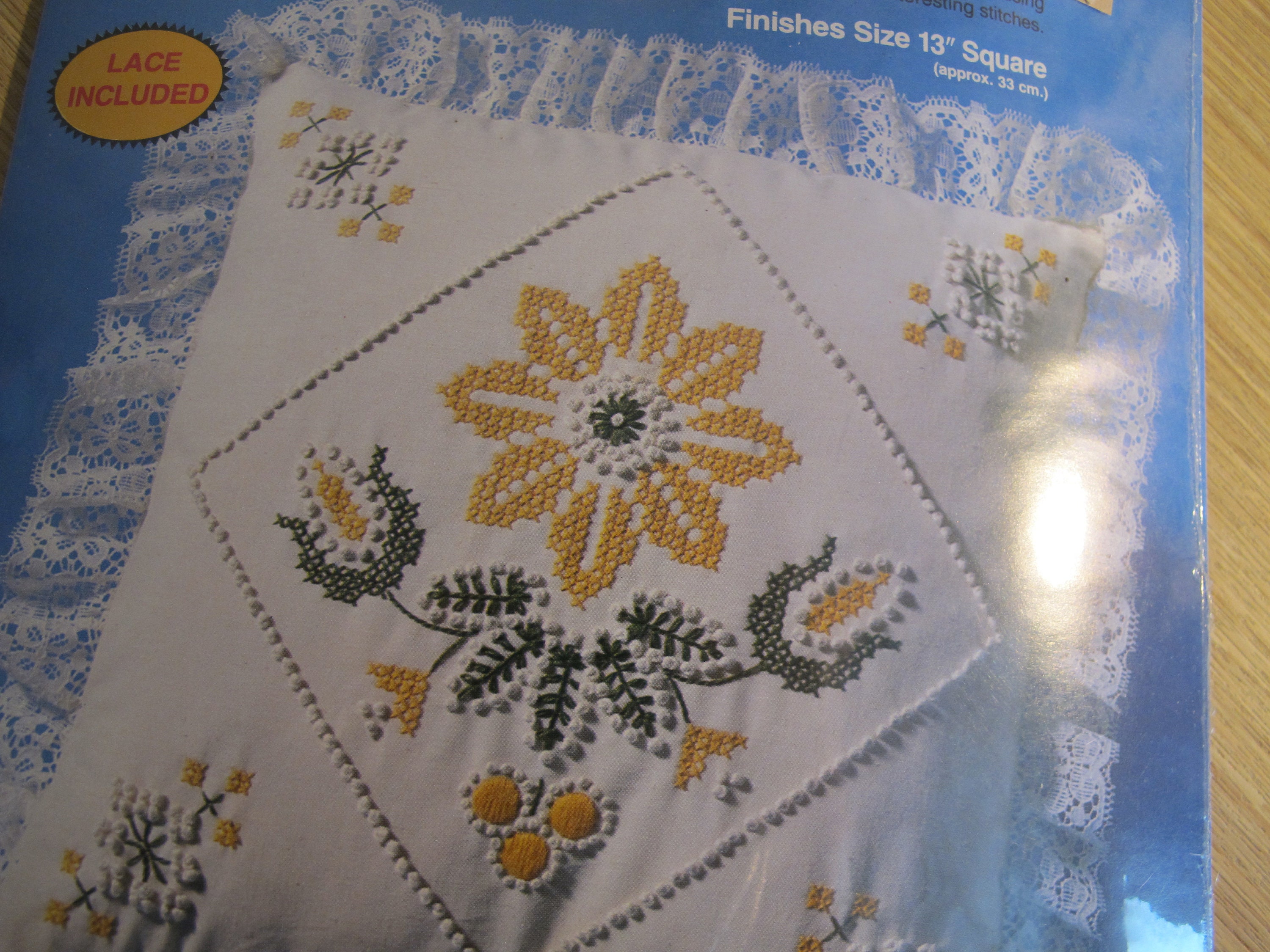 YELLOW DAISY 8265 Kit Creative Moments Candlewick Kit Lace Edged Pillow ...