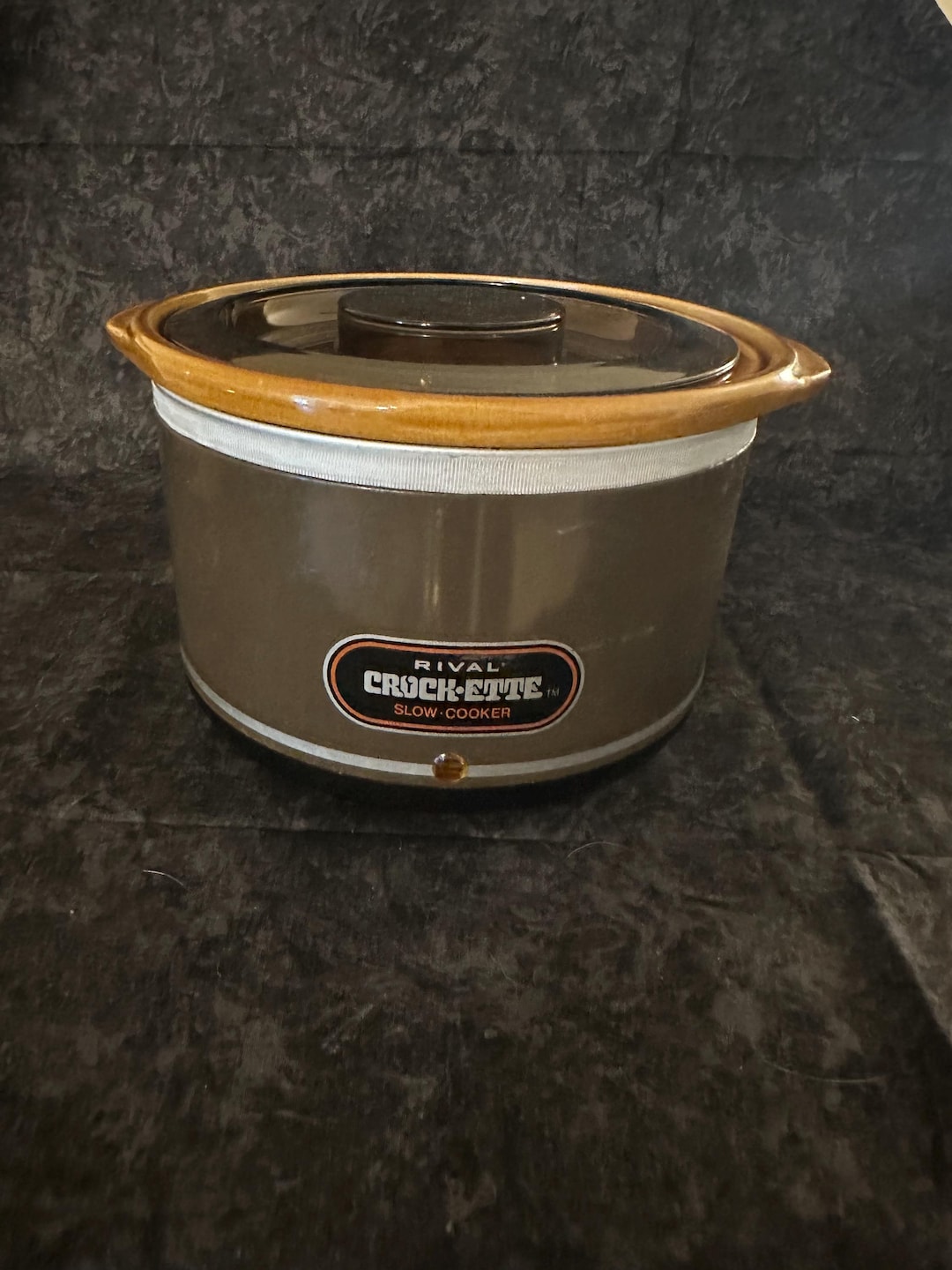 Vintage Rival Brown CROCK-ETTE 1 QUART Stoneware Slow Cooker Model 3200 ...