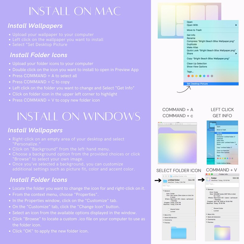 Pastel Gradient Aura Glow Icon Pack PNG & ICO Folder Icons for Mac and ...