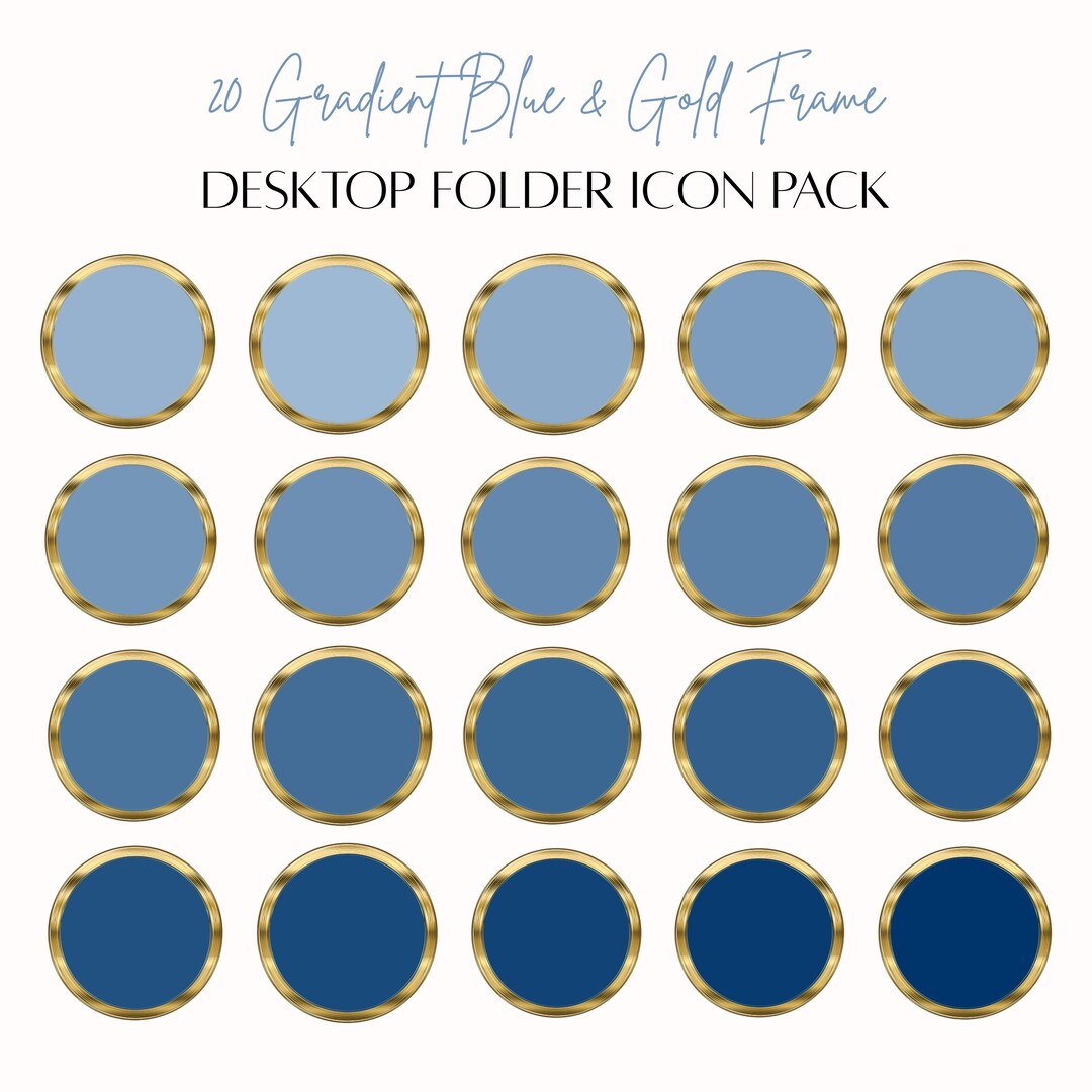 Circle Desktop Folder Icons in Gradient Navy Blue and Gold for Mac ...