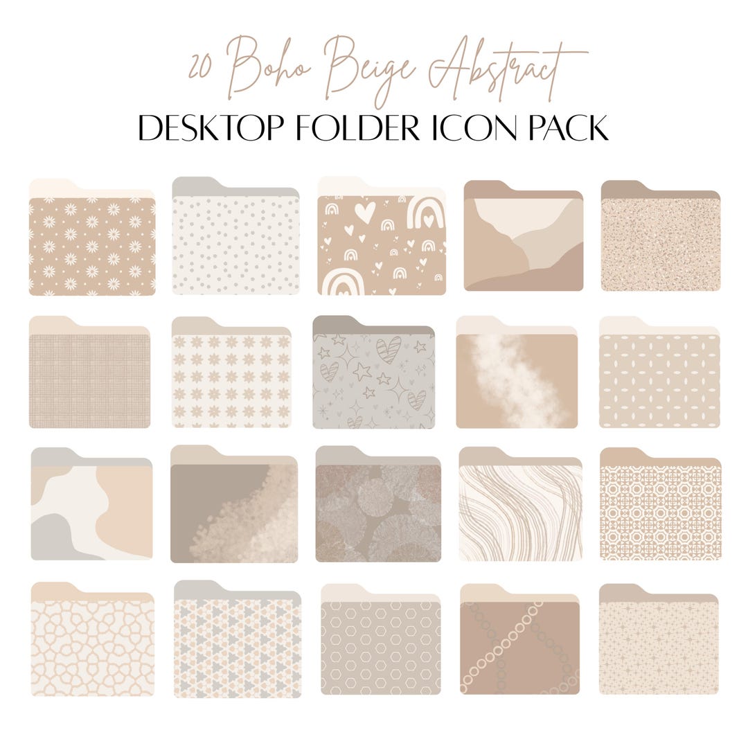 Beige Desktop Wallpaper Organizer and Icon Pack, Abstract Wallpaper ...
