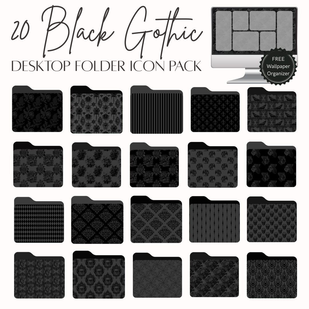 Gothic Black Folder Icon Pack for Windows and Mac | Free Dark Goth ...