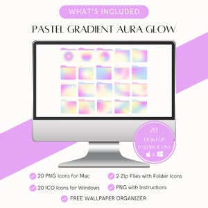 Pastel Gradient Aura Glow Icon Pack PNG & ICO Folder Icons for Mac and ...
