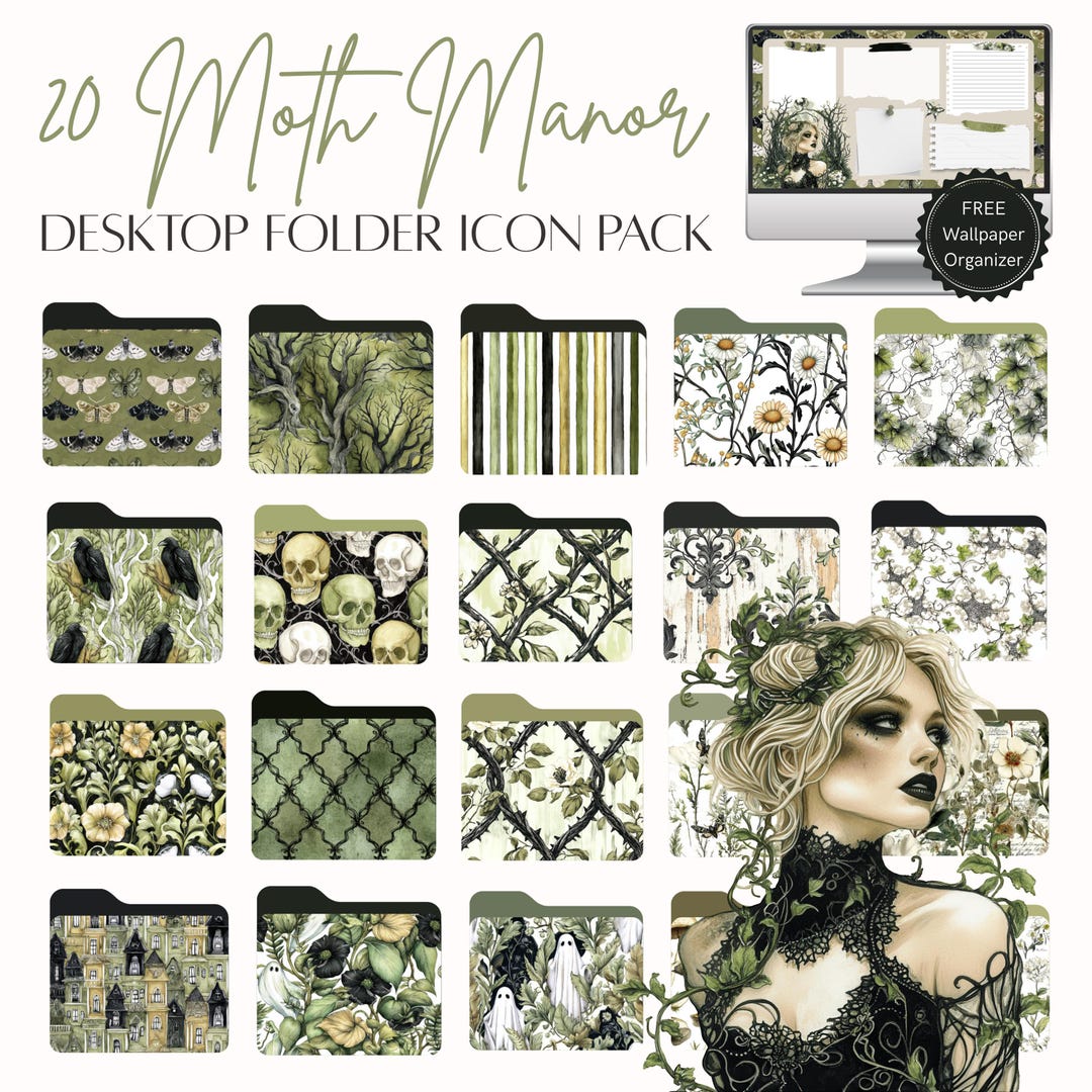 Gothic Folder Icon Pack for Mac Windows – Dark Cottagecore Desktop ...