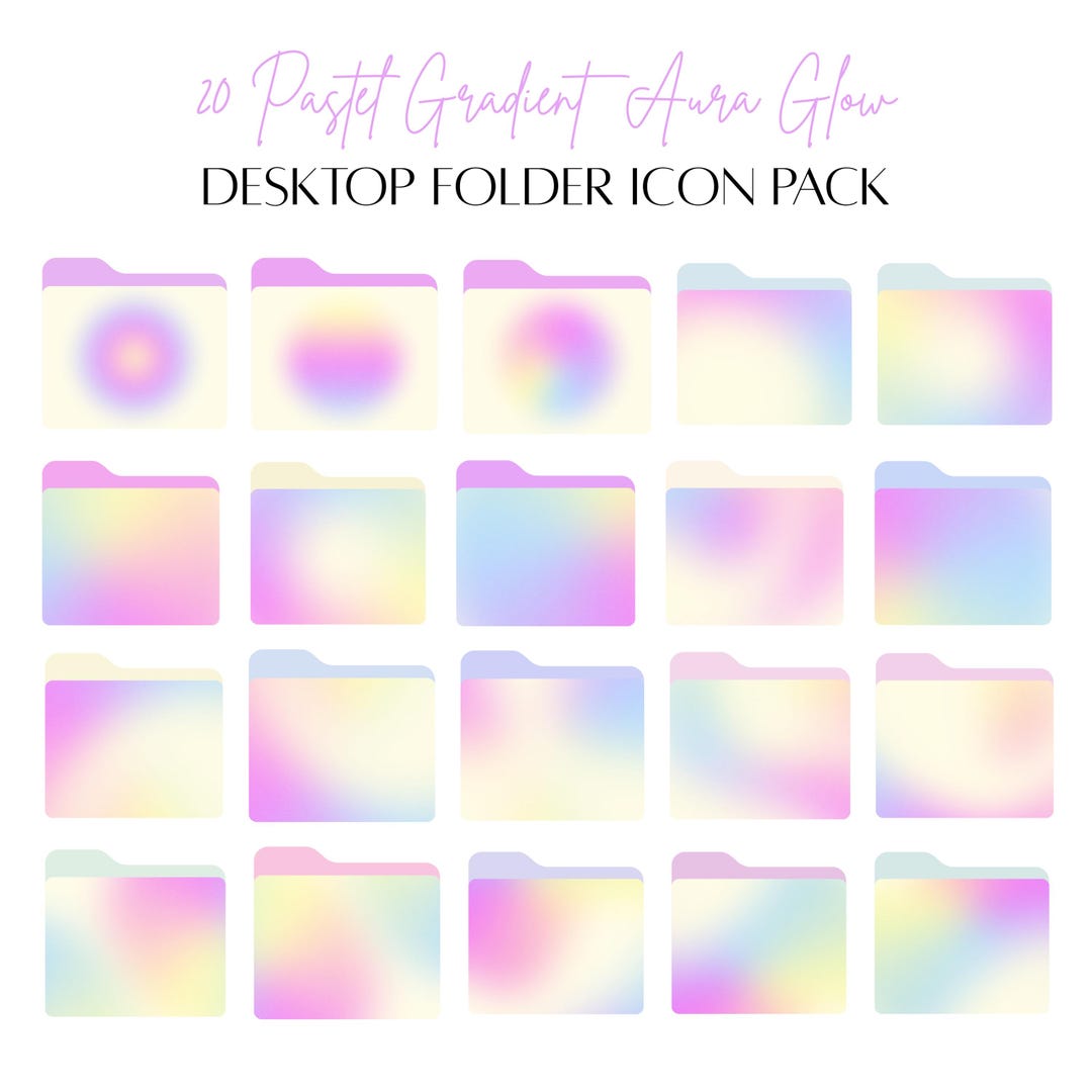 Pastel Gradient Aura Glow Icon Pack PNG & ICO Folder Icons for Mac and ...