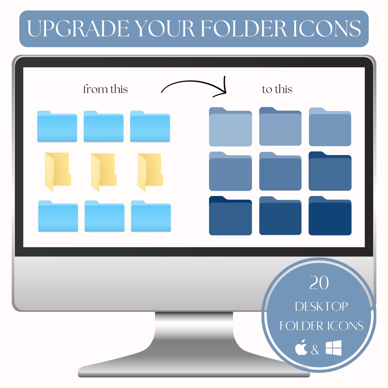 Minimalist Desktop Folder Icon Pack in Gradient Blue Hues Aesthetic ...