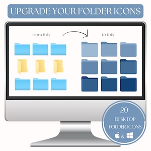 Minimalist Desktop Folder Icon Pack in Gradient Blue Hues Aesthetic ...