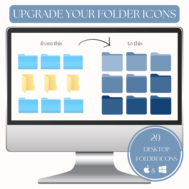 Minimalist Desktop Folder Icon Pack in Gradient Blue Hues Aesthetic ...