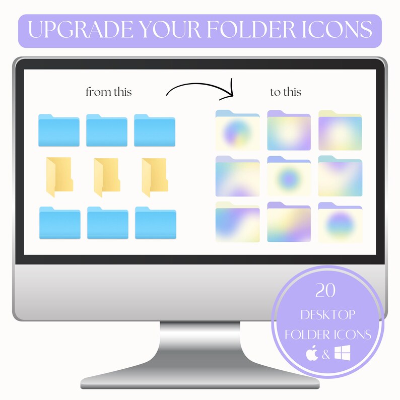 Pastel Gradient Aura Glow Icon Pack PNG & ICO Folder Icons for Mac and ...