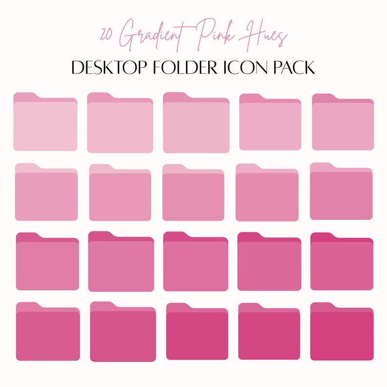 Gradient Pink Desktop Folder Icons for Mac & Windows PC, Minimalist ...