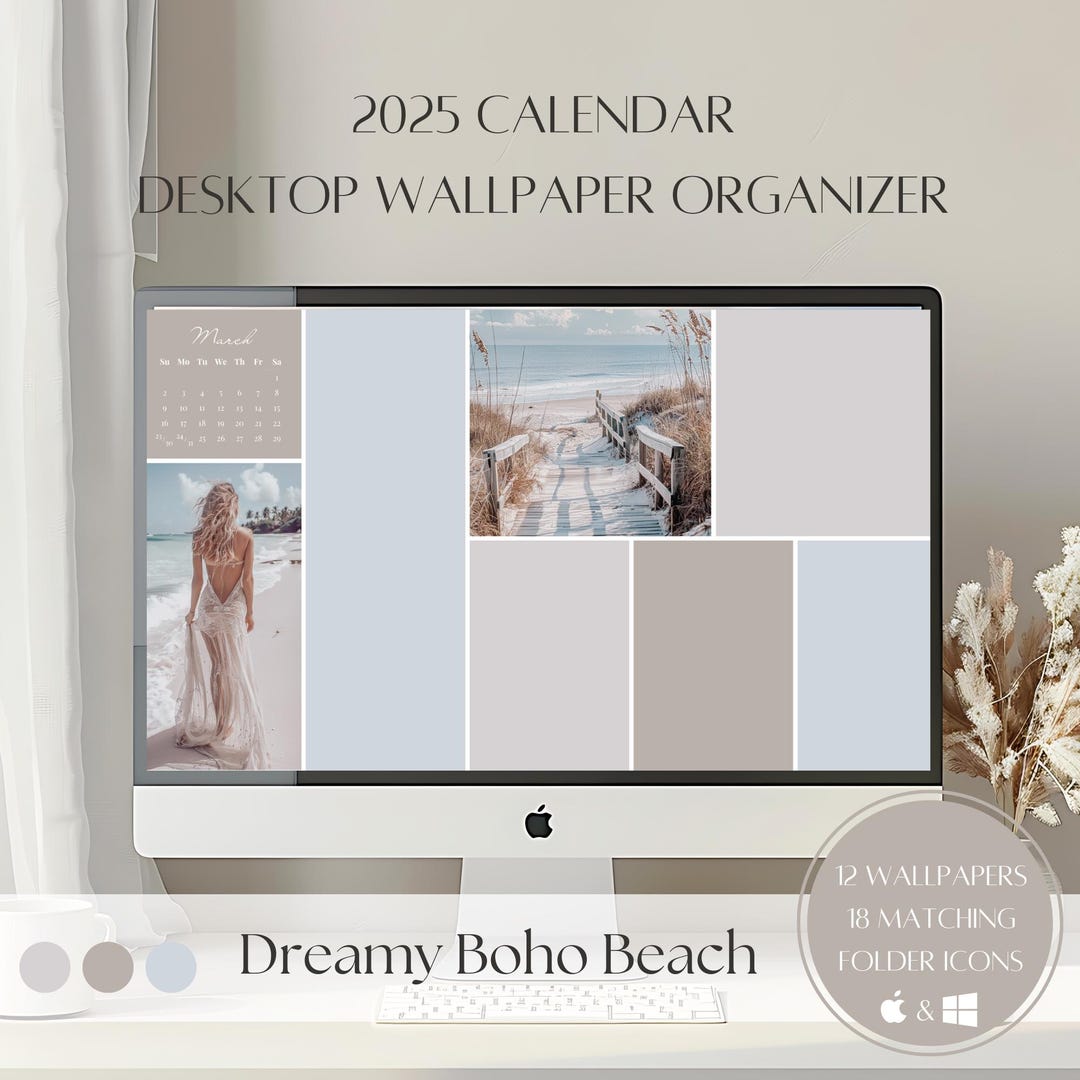Boho Beach 205 Calendar Wallpaper Organizer Seashell Desktop Folder ...