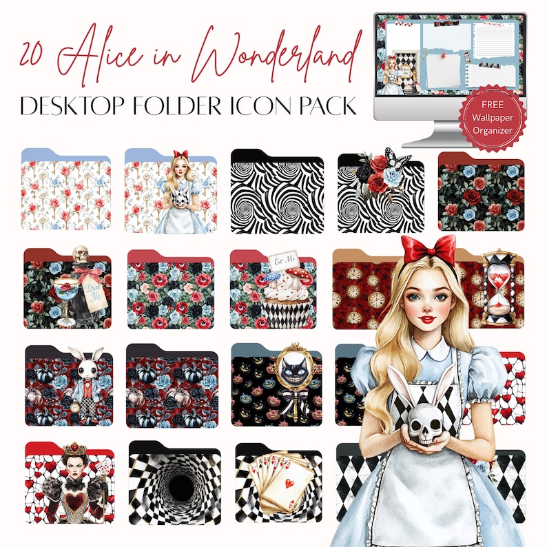 Alice in Wonderland Folder Icon Pack for Mac & Windows Fantasy Fairy ...