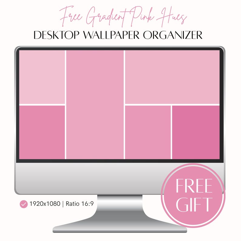 Gradient Pink Desktop Folder Icons, Minimalist Wallpaper Organizer ...