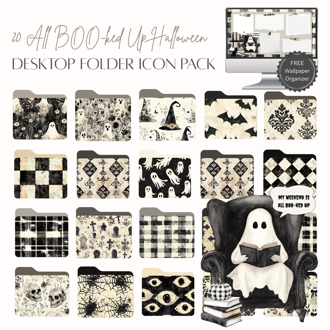 All Boo-ked up Halloween Desktop Organizer & Folder Icons, Spooky and ...