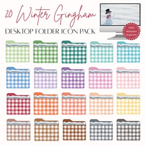 Winter Gingham Desktop Icons for Mac and PC – Snowy Folder Set + Free ...
