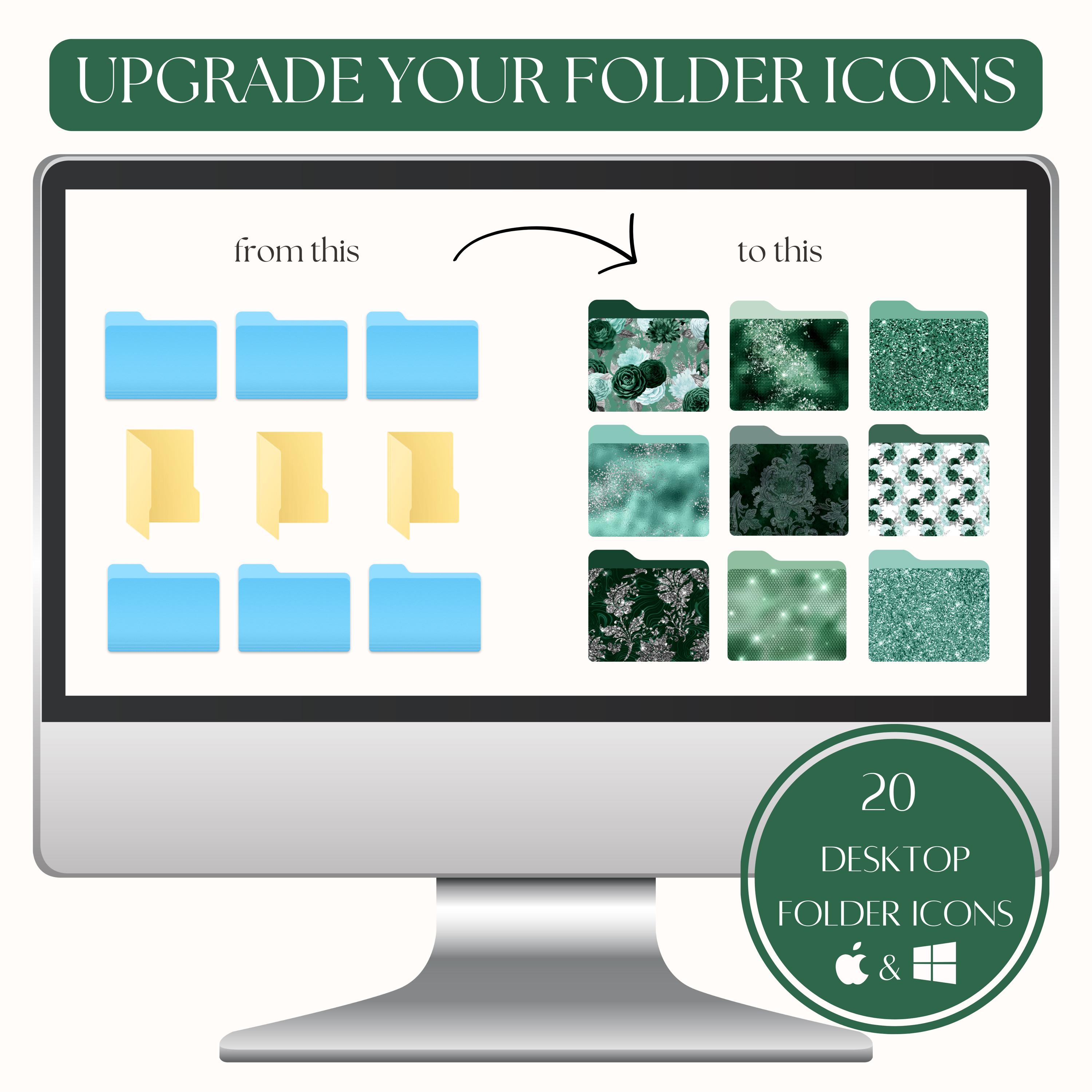 Emerald Green Folder Icon Pack, Glitz & Glitter Wallpaper Organizer ...