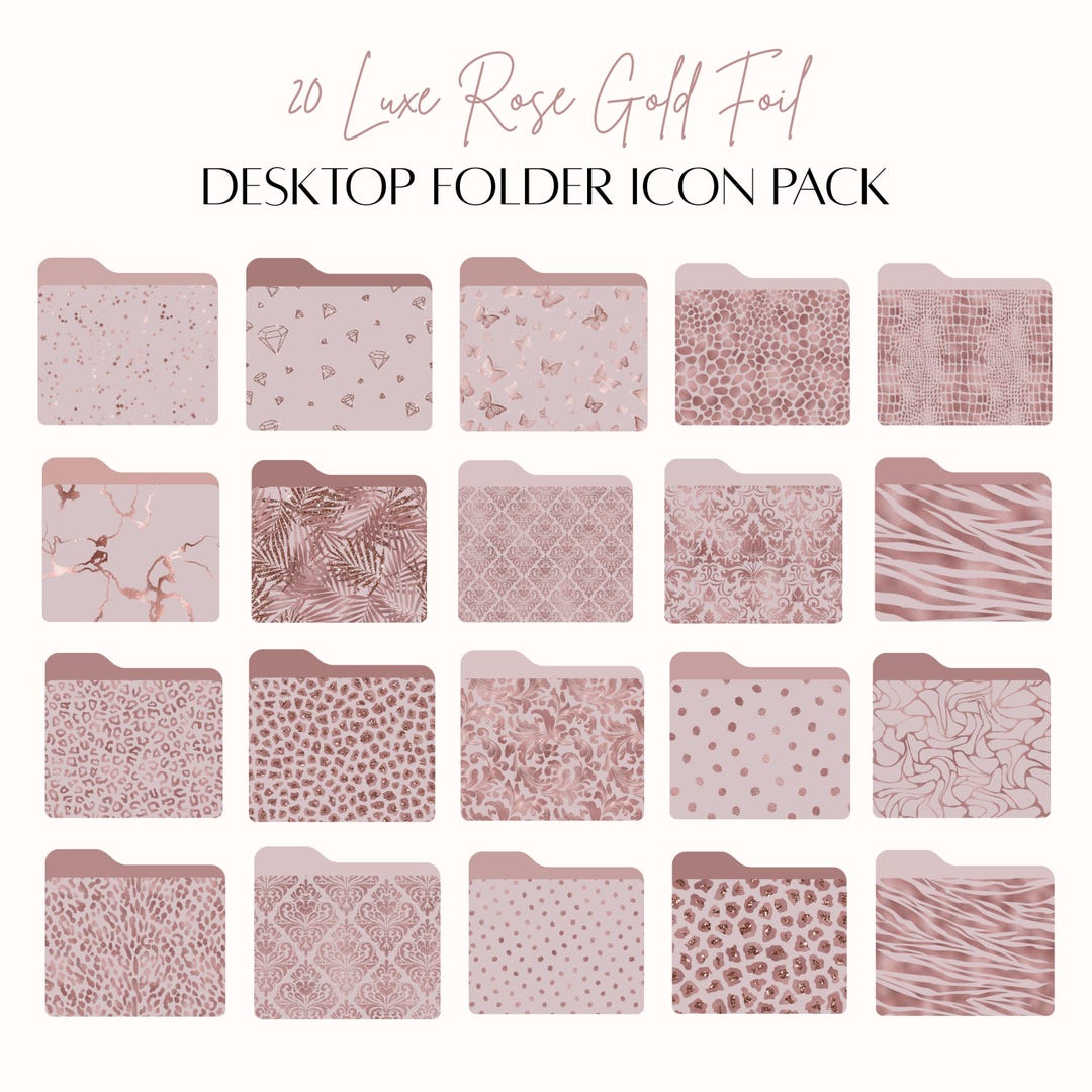 Rose Gold Foil Folder Icon Pack, Pink Diamonds Wallpaper Organizer ...