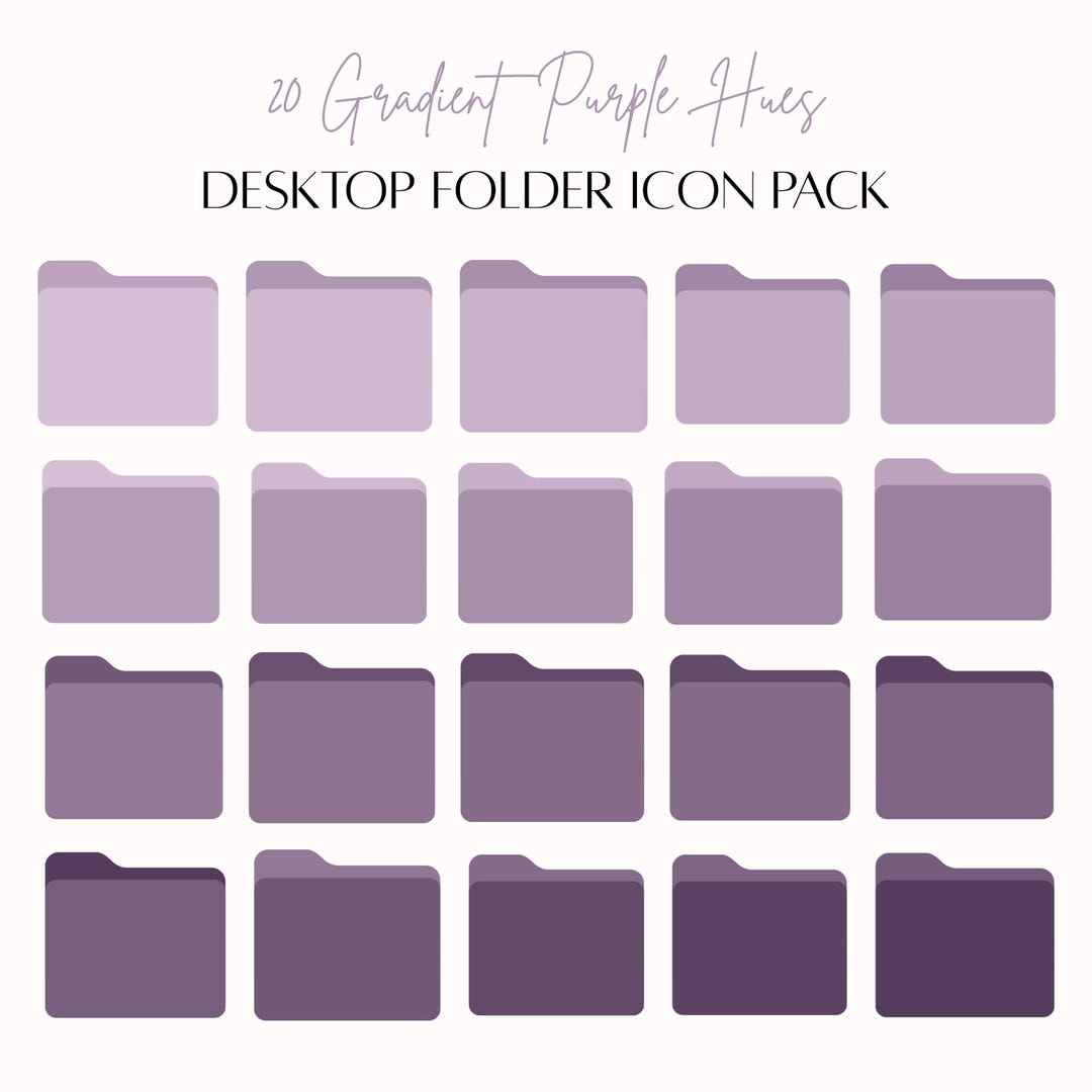 Gradient Purple Desktop Folder Icons for Mac & Windows PC, Minimalist ...