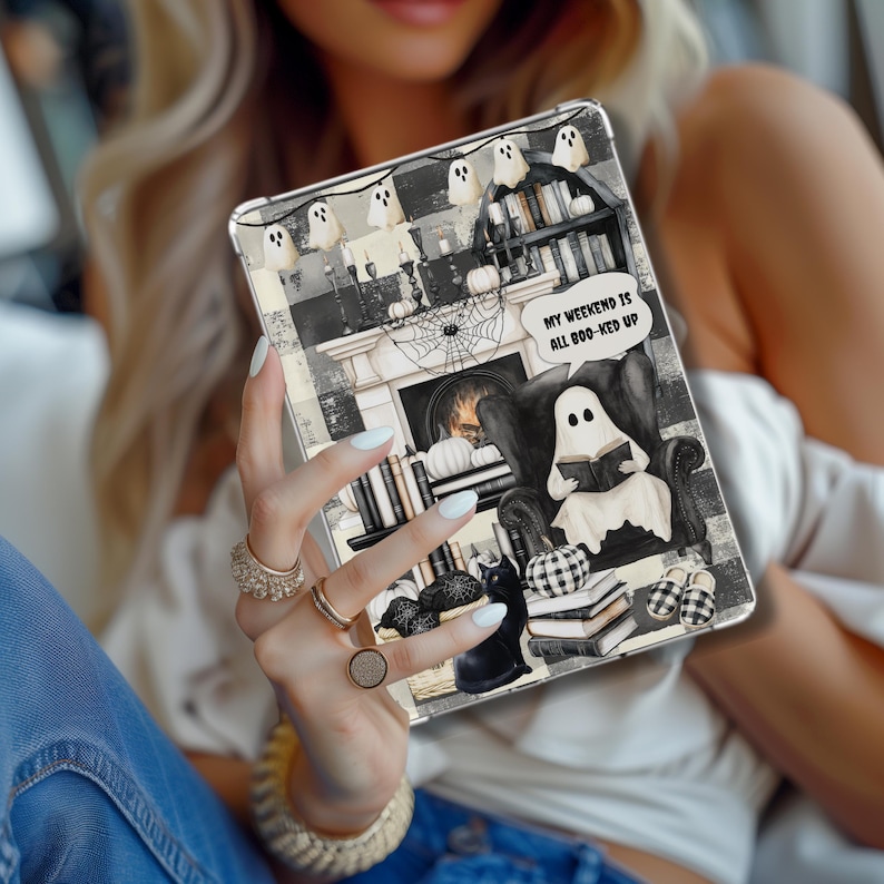 All Boo-ked up Halloween Kindle Insert, Ghost Reading Printable for ...