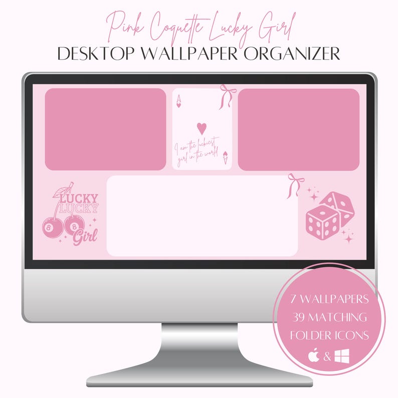 Pink Coquette Folder Icons, Lucky Girl Desktop Wallpaper Organizer ...