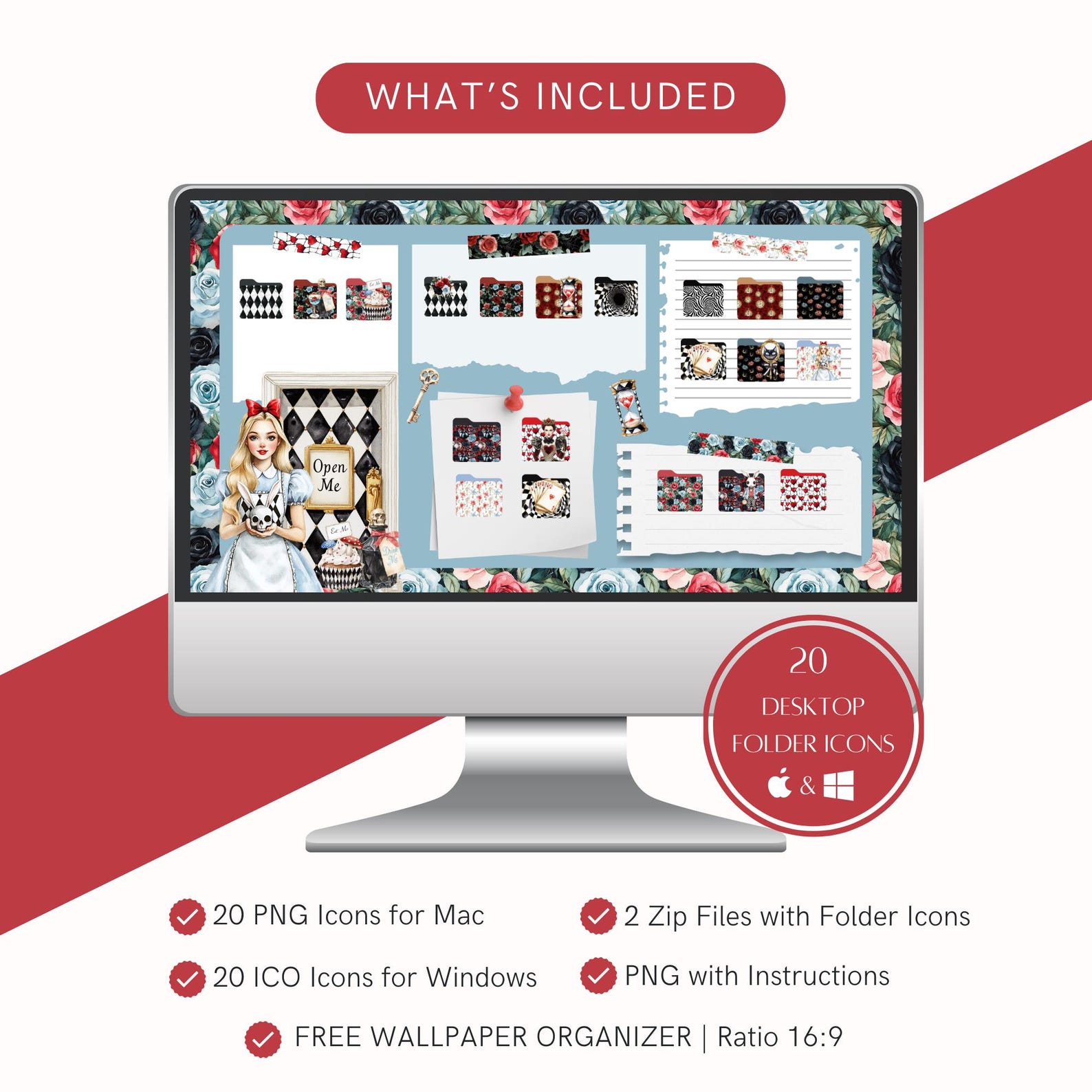 Alice in Wonderland Folder Icon Pack for Mac & Windows Fantasy Fairy ...