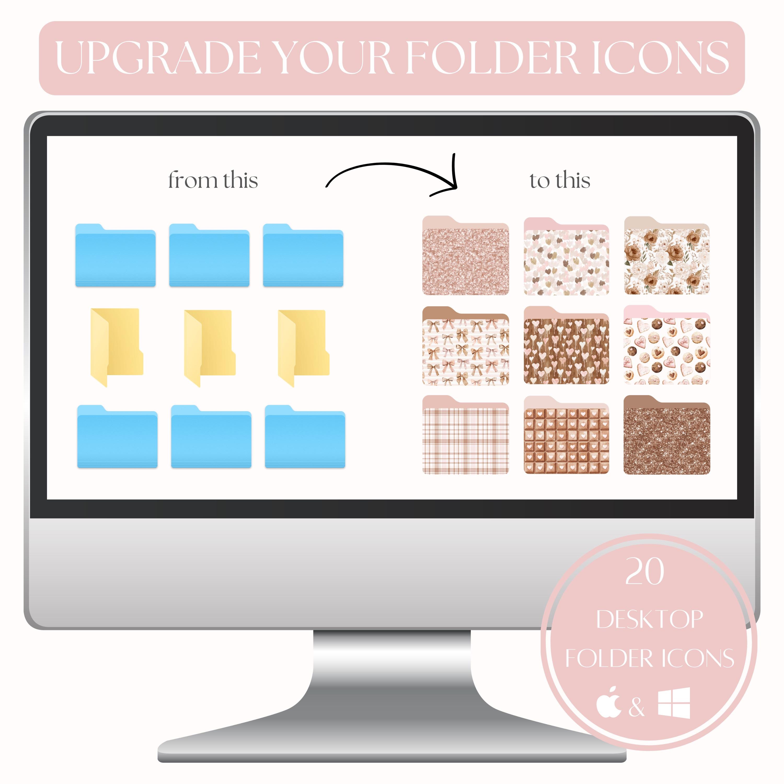 Valentine's Day Folder Icon Pack for Desktop, Pink Wallpaper Organizer ...