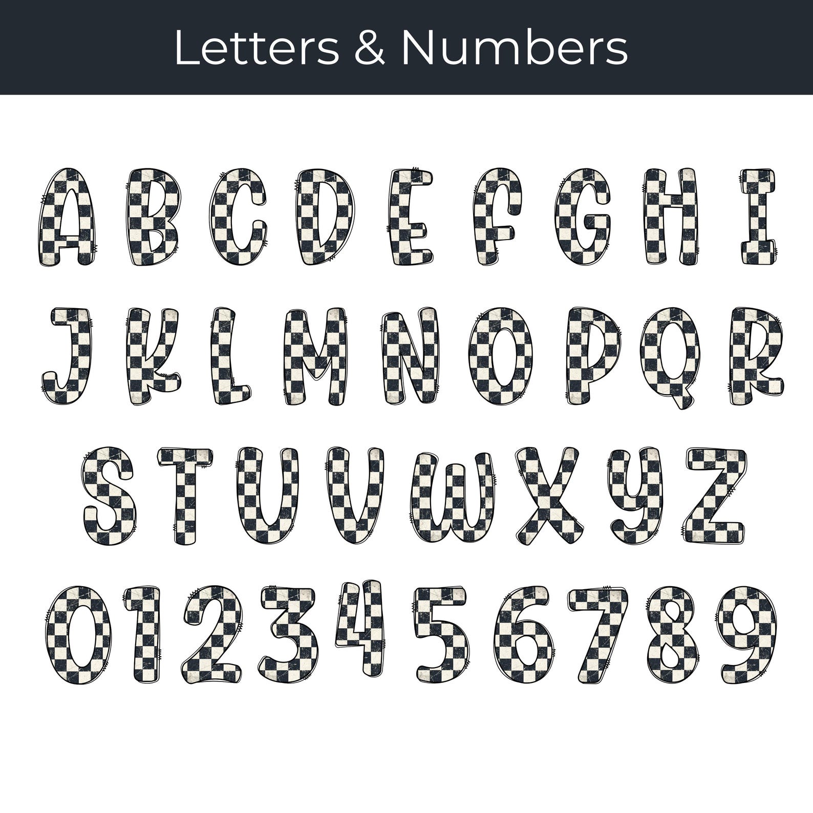 Checkered Alphabet PNG Set | Distressed Retro Font (digital Download ...