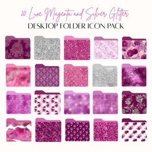 Pink Glitter Folder Icon Pack for Mac and Windows, Magenta Glitz & Glam ...