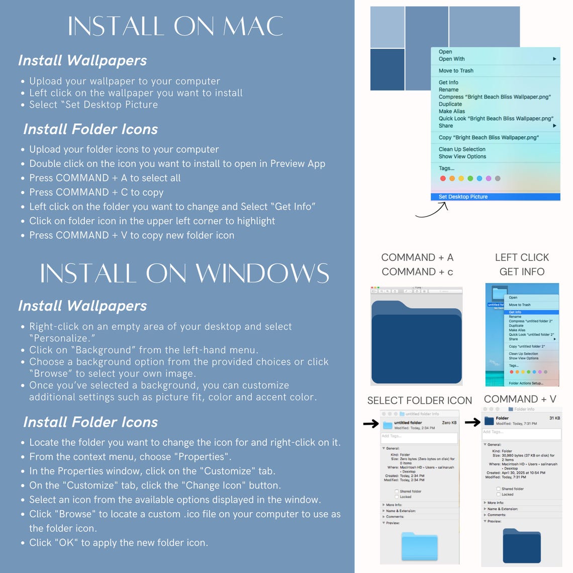 Minimalist Desktop Folder Icon Pack in Gradient Blue Hues Aesthetic ...