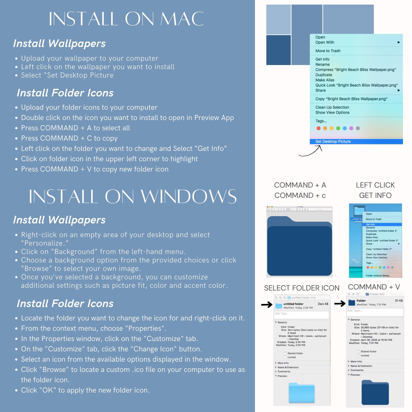 Minimalist Desktop Folder Icon Pack in Gradient Blue Hues Aesthetic ...