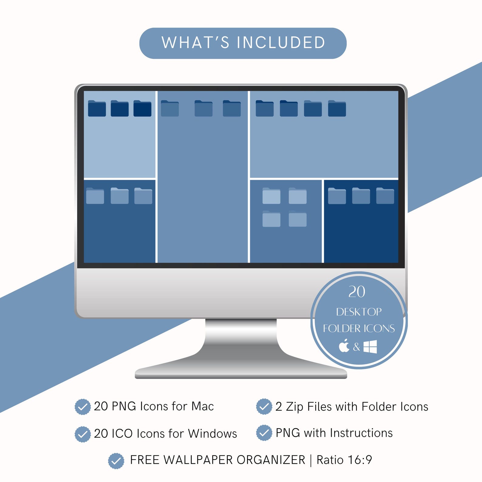 Minimalist Desktop Folder Icon Pack in Gradient Blue Hues Aesthetic ...