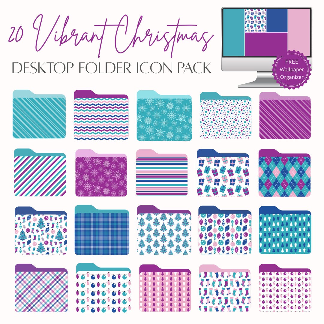 Vibrant Christmas Folder Icons: 20 Holiday Desktop Folders + Free ...