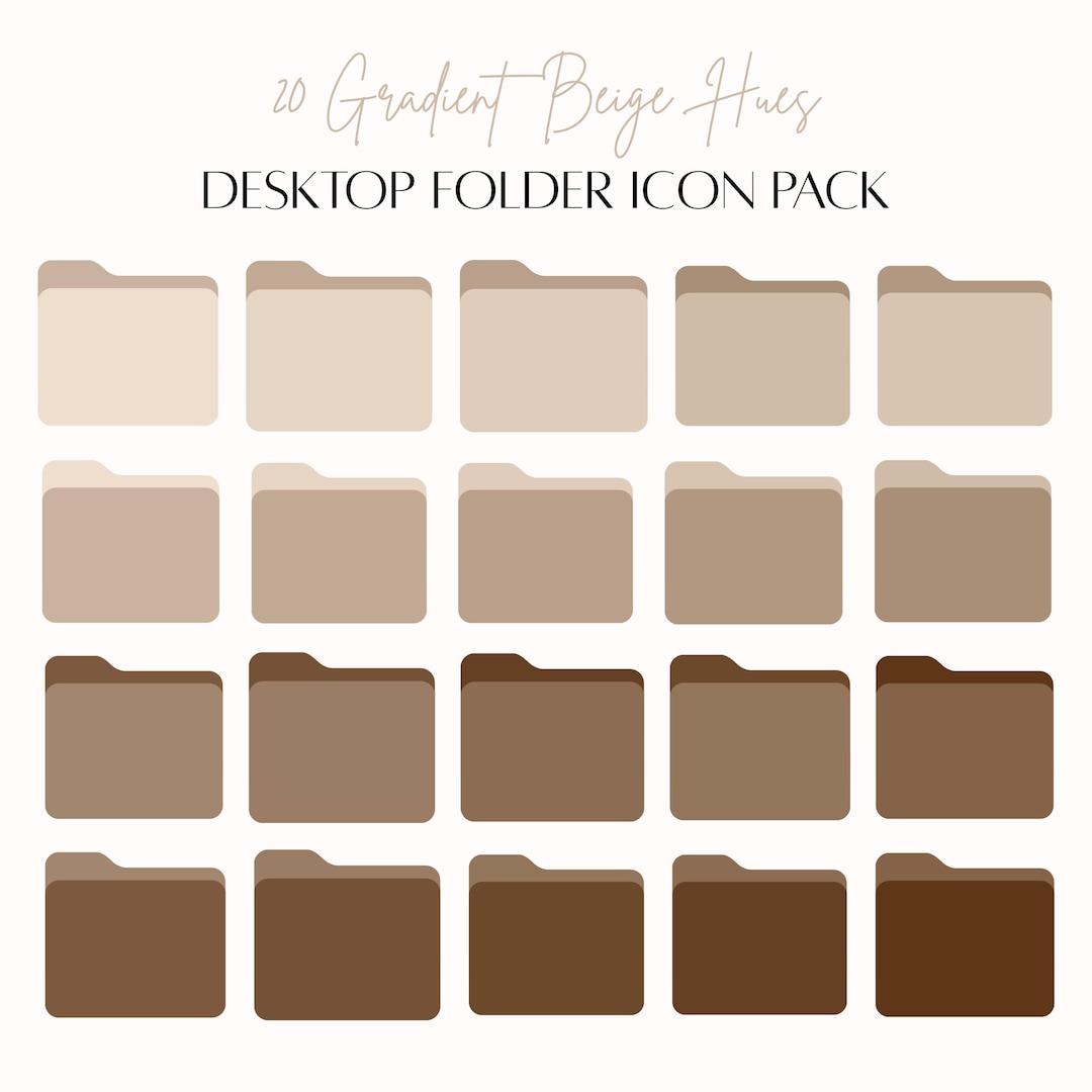 Desktop Folder Icon Pack and Wallpaper Organizer in Gradient Beige to ...