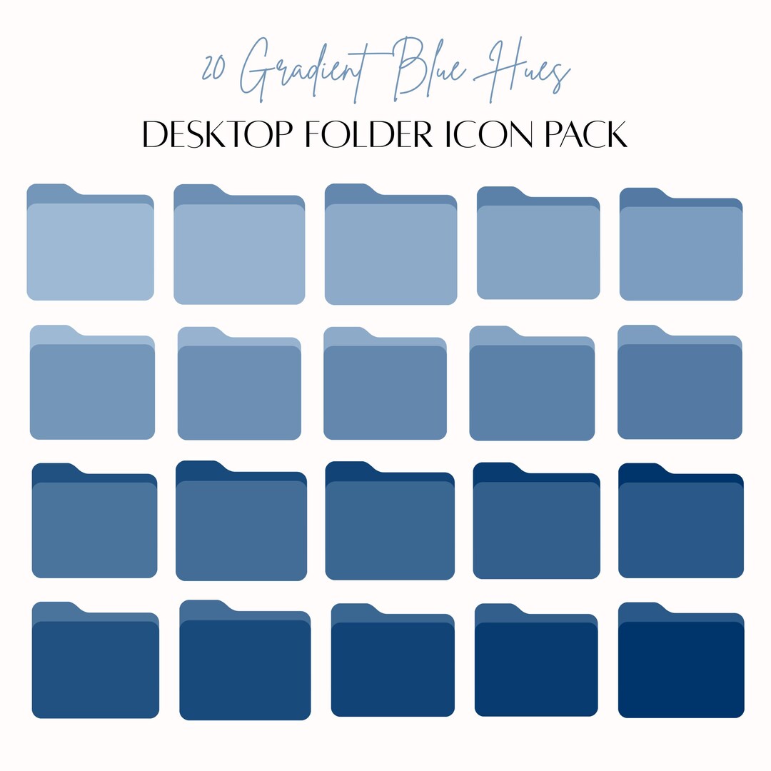 Minimalist Desktop Folder Icon Pack in Gradient Blue Hues Aesthetic ...