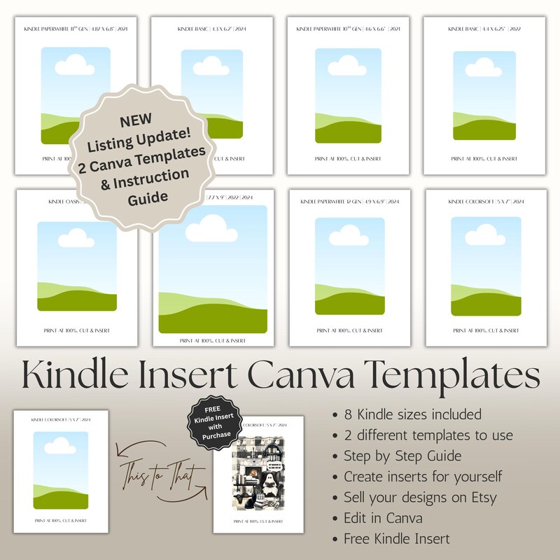 Printable Kindle Insert - Etsy