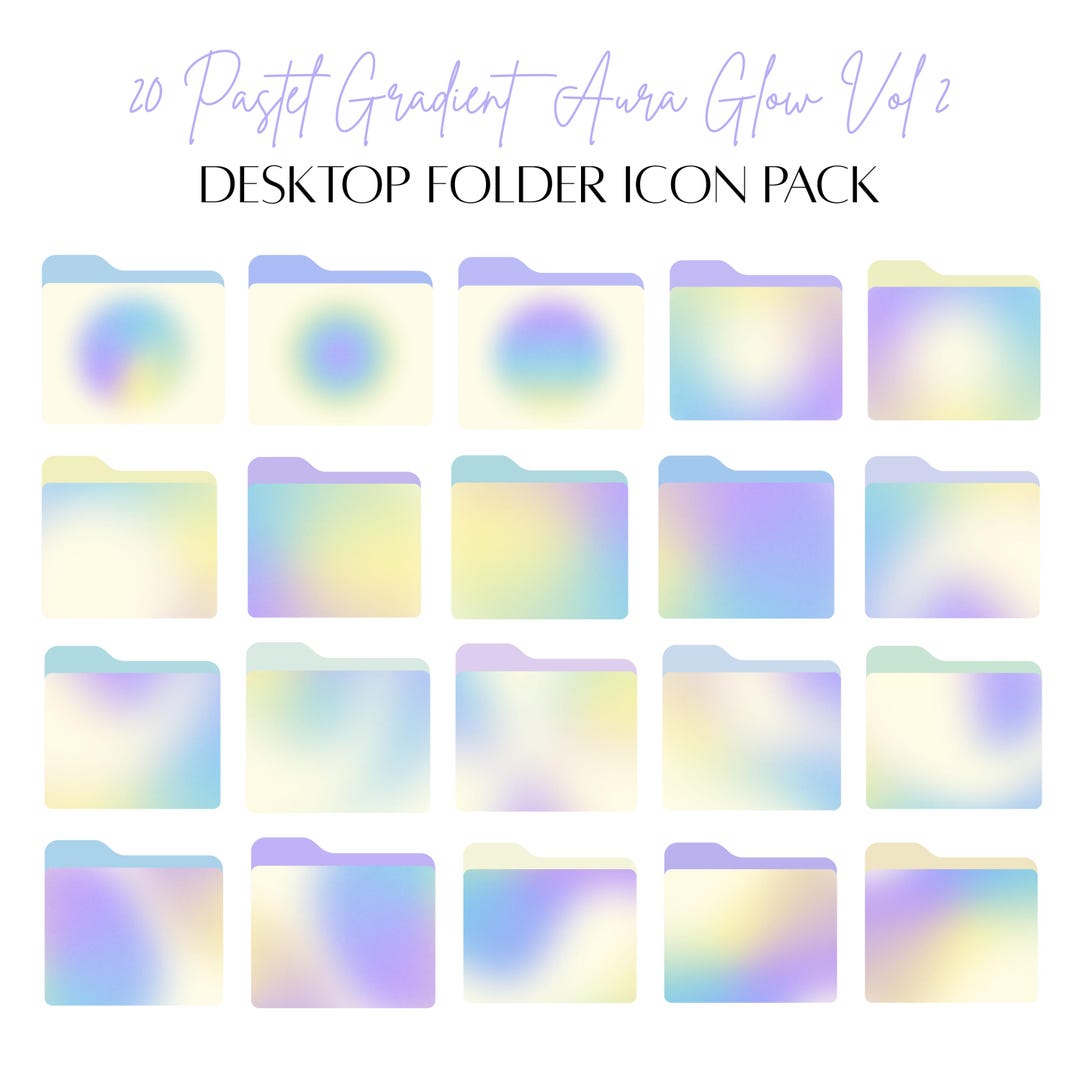 Pastel Gradient Aura Glow Icon Pack PNG & ICO Folder Icons for Mac and ...