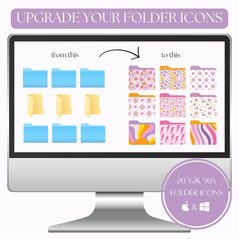 Y2k 90s Nostalgia Icon Pack 80s Pop Art Inspired Folder Icons for Mac ...