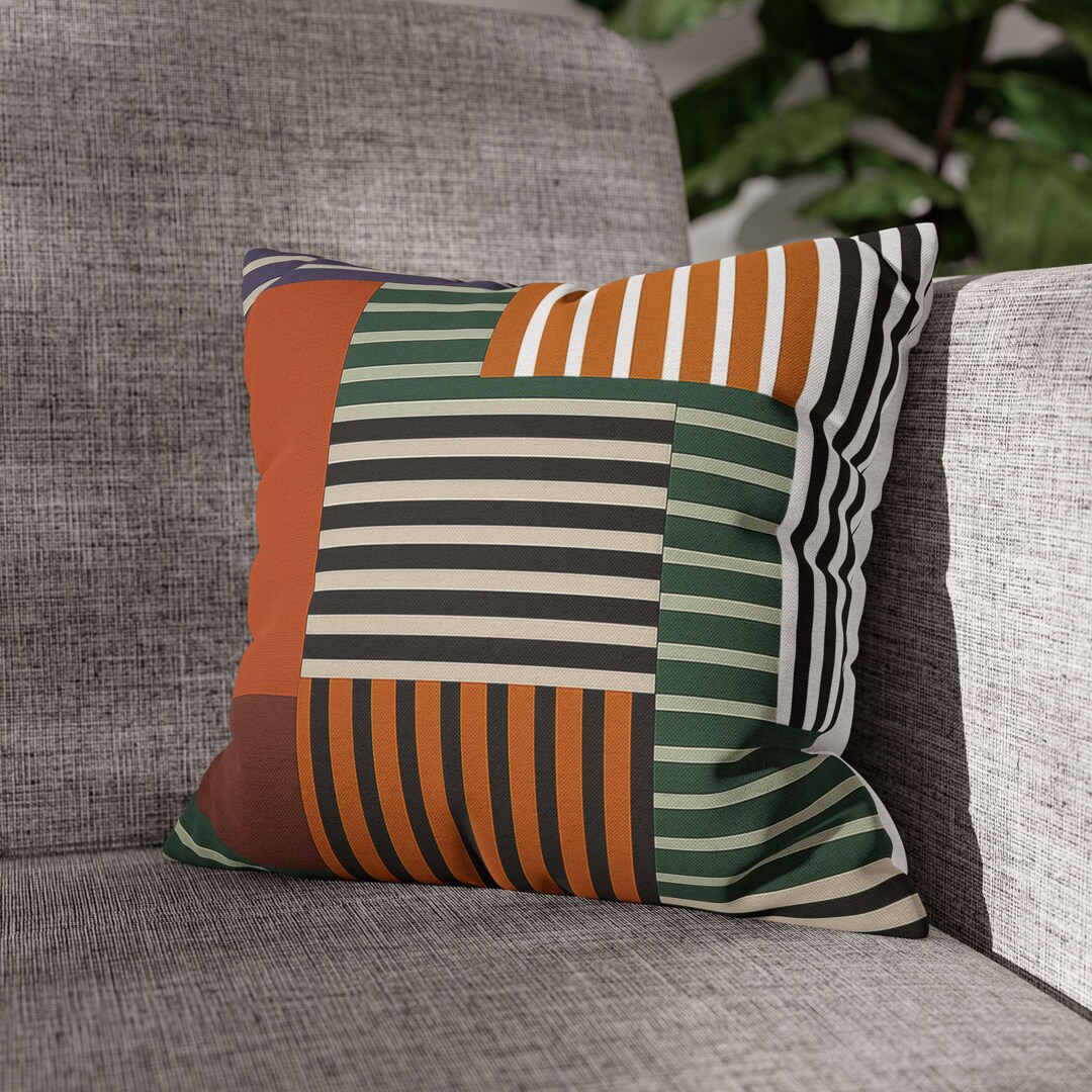 Vintage-inspired Geometric Pillowcase, Patchwork Decorative Throw ...