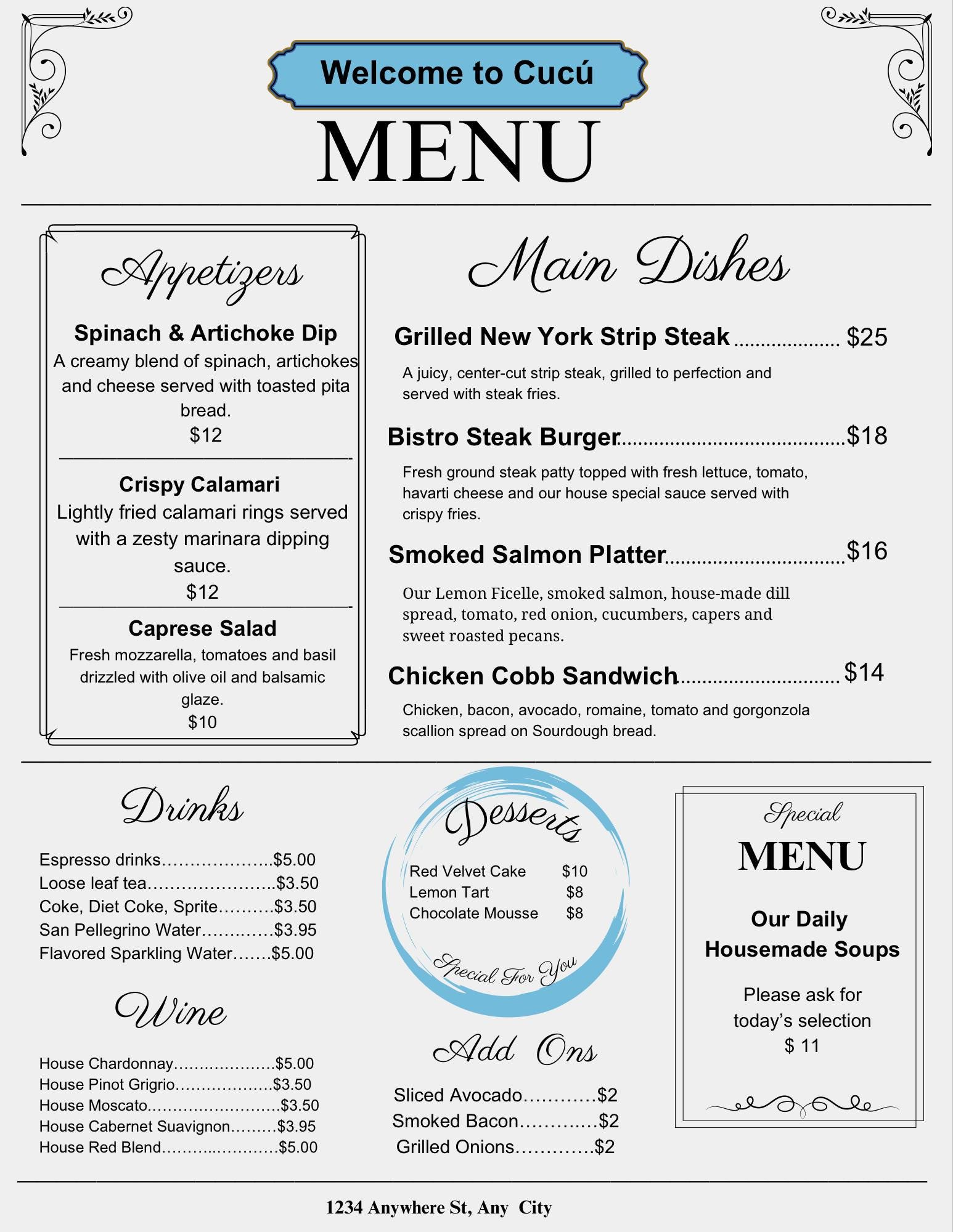Editable Digital Menu Template – Instant Download - Etsy