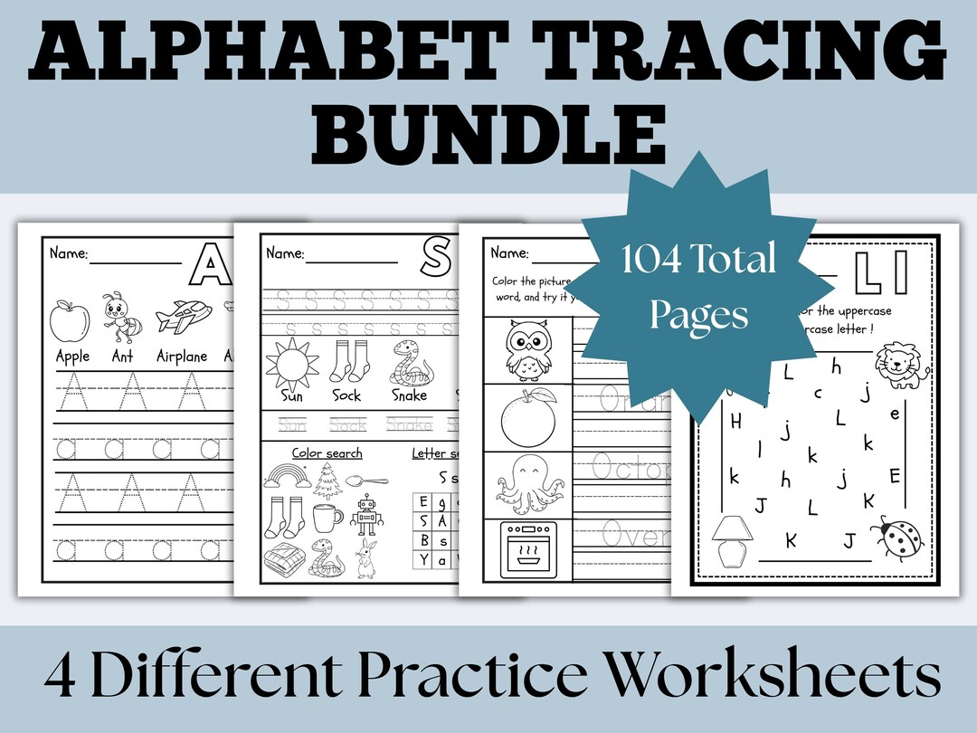 Alphabet Tracing Worksheet Bundle – Handwriting Practice (PDF Pattern ...