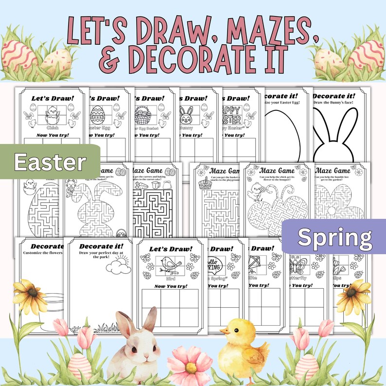 Spring and Easter Activity Bundle Printable Kids Activities Games ...