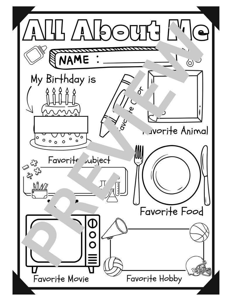 All About Me & Self Portrait - Get to Know Your Student Worksheet ...