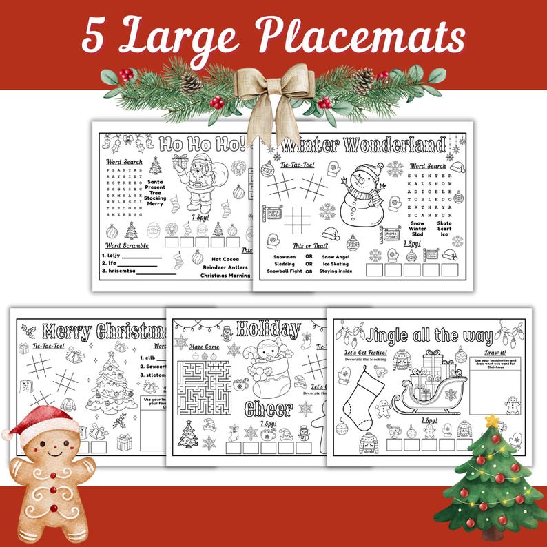 Christmas Activity Worksheet Bundle, 50 Printable, Games, Coloring ...