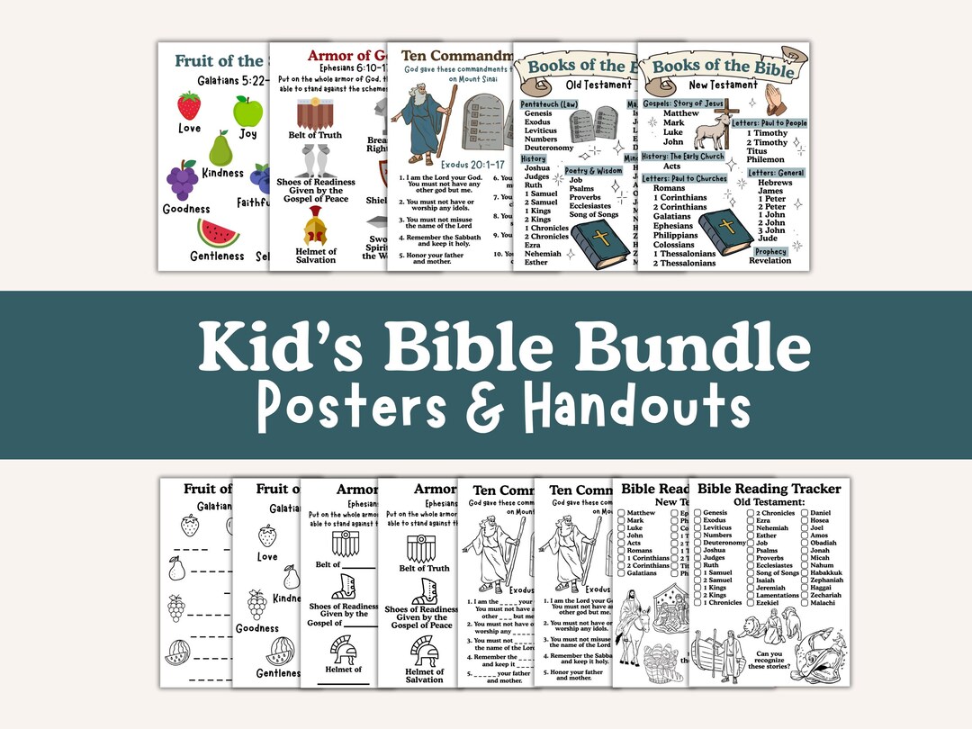 Kids Bible Bundle Posters and Handouts With Fill-in-the-blank ...