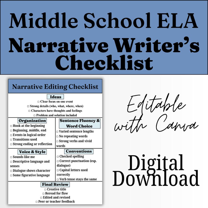Narrative Writing Chart - Etsy