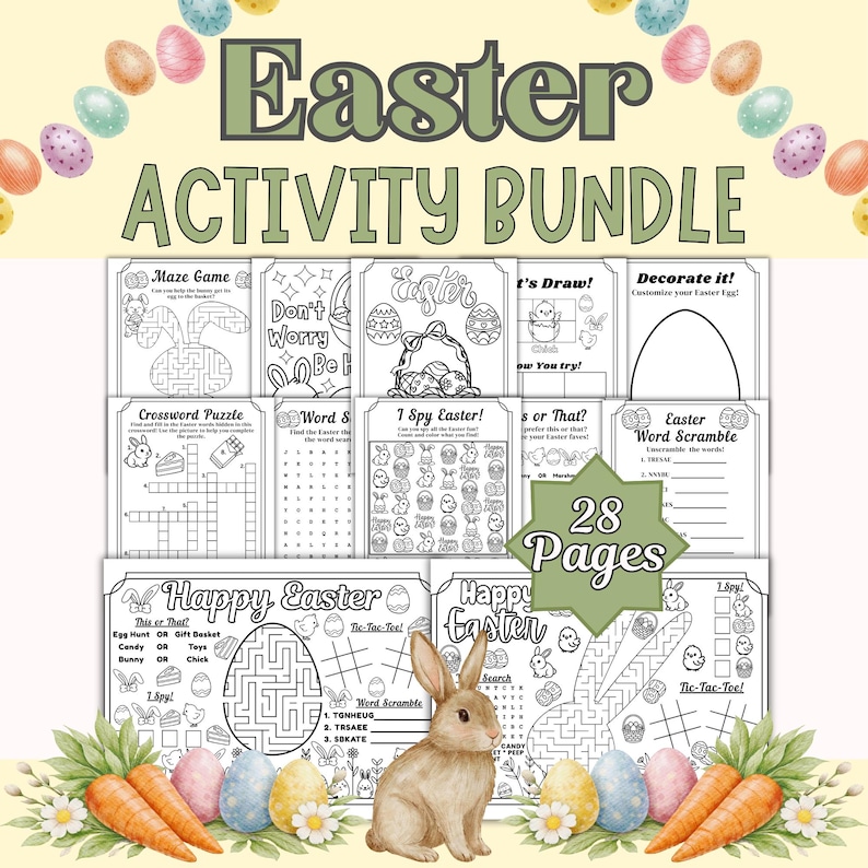Easter Activity Bundle Kids Classroom Printable Worksheets: Games ...