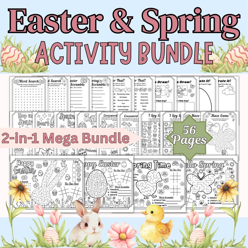 Spring and Easter Activity Bundle Printable Kids Activities Games ...