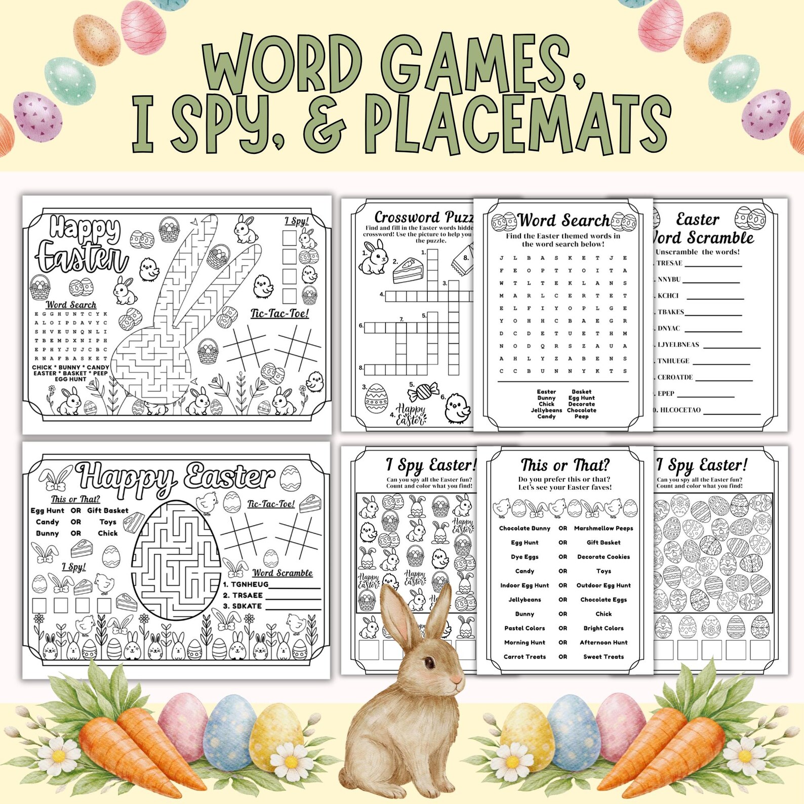Easter Activity Bundle Kids Classroom Printable Worksheets: Games ...